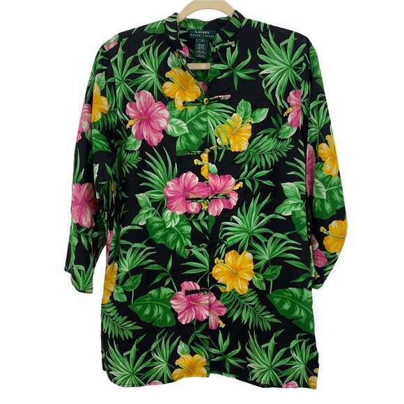 Lauren Ralph Lauren | Tops | Lauren Ralph Lauren Tropical Print Linen ...
